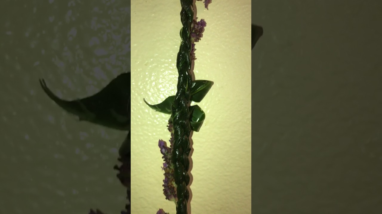 Tri-Braid MAILE-Style Ti-Leaf Lei with Lavender Blossoms - YouTube