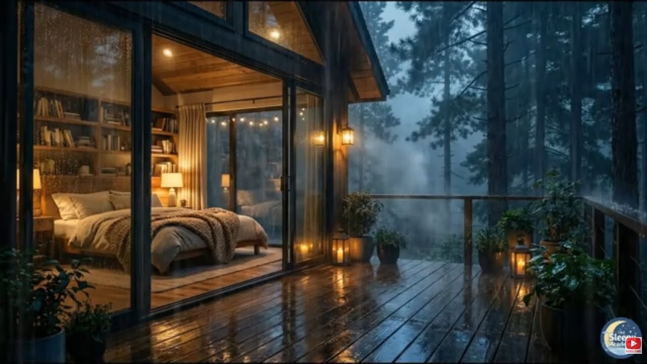 Cozy Cabin in the Forest at Night 🌧️ Rain Sounds for Deep Sleep ...