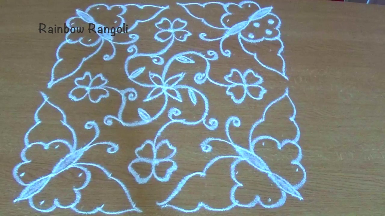 Butterfly Rangoli designs with dots | Butterfly kolam art designs ...