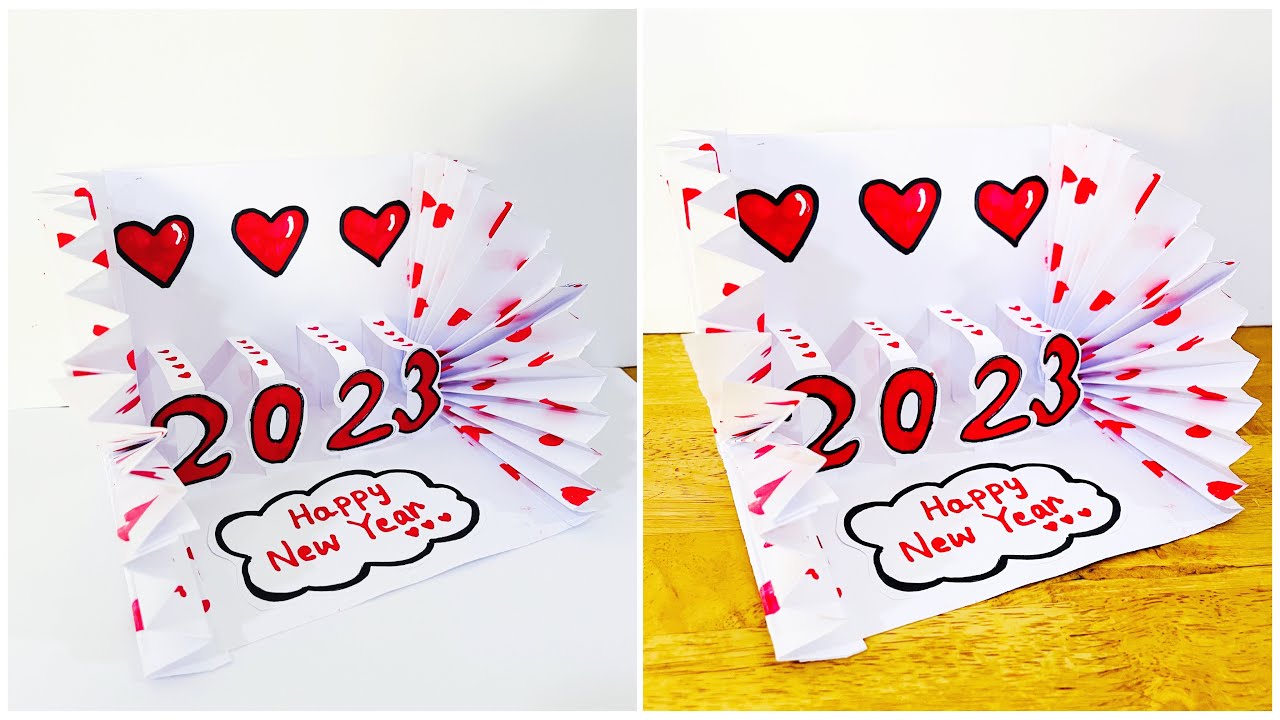 Happy New Year Pop Up Card 2023 idea / How to make new year pop up card ...