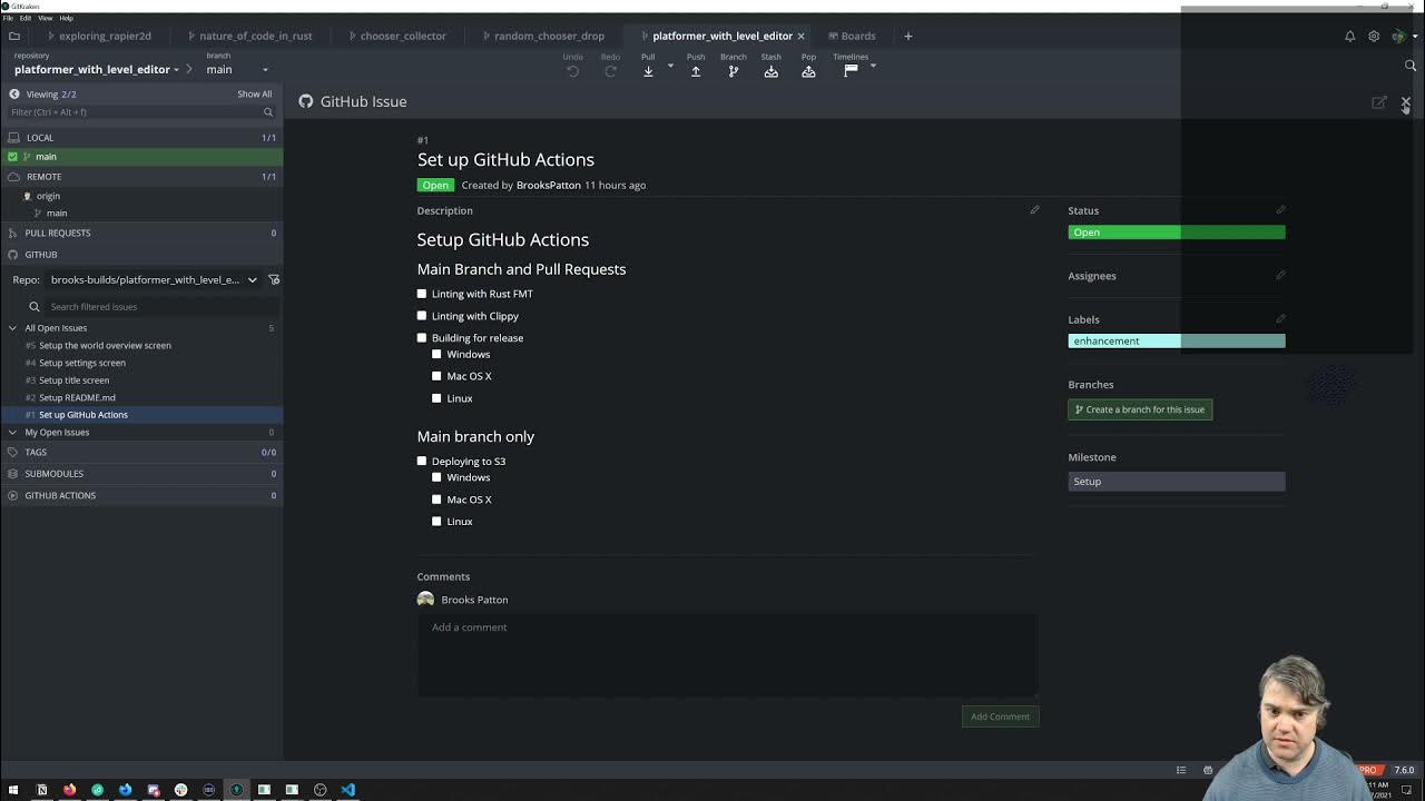 Platform with Level Editor (Rust+GGEZ) 1: GitHub Actions setup - YouTube