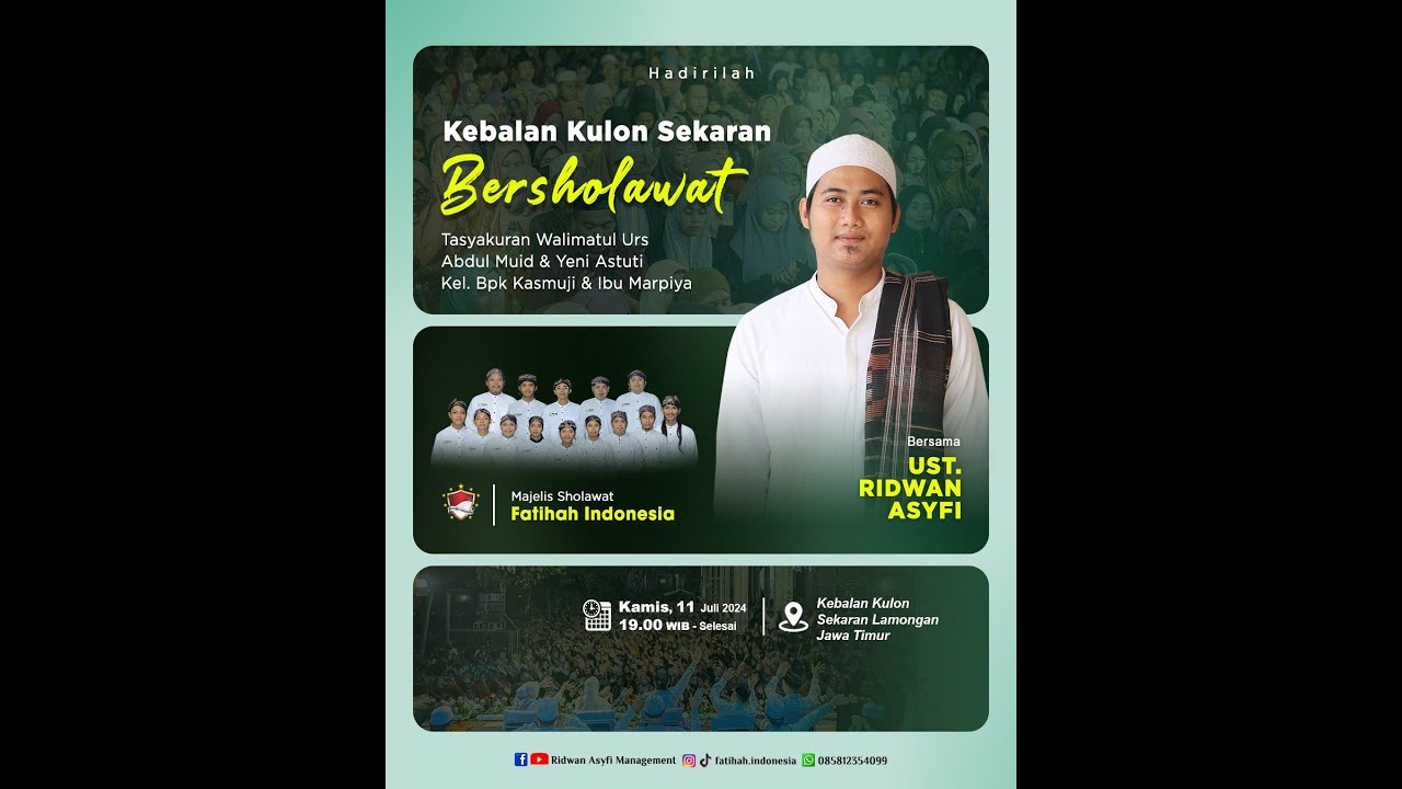 🔴 LIVE - KEBALAN KULON BERSHOLAWAT BERSAMA UST. RIDWAN ASYFI & FATIHAH INDONESIA - YouTube