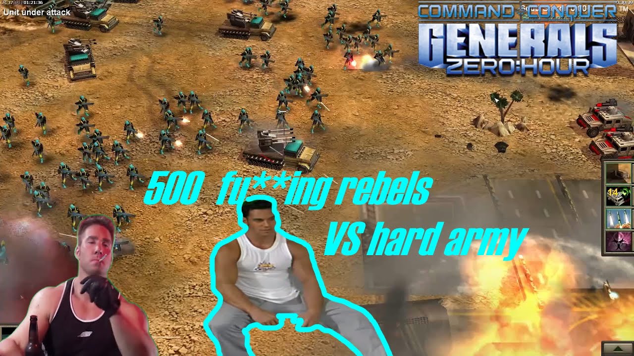 500 rebels (fu**ing slaves) VS hard army in Generals Zero Hour - YouTube