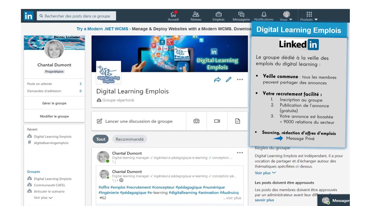 Digital Learning Emplois, groupe Linkedin de veille des emplois de l'e ...