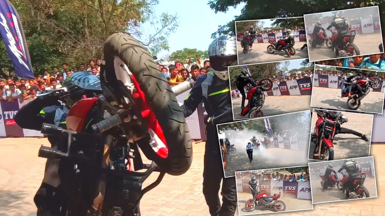 Stunt Performance from TVS Apache Pro Performance at Gadag KLE's JT Collage | Full Video | Pro ...