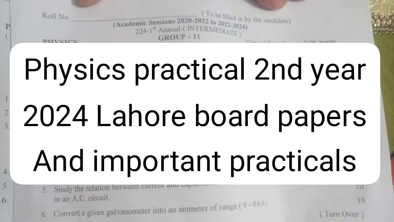 Physics practical 2nd year 2024 Lahore board papersAnd important ...