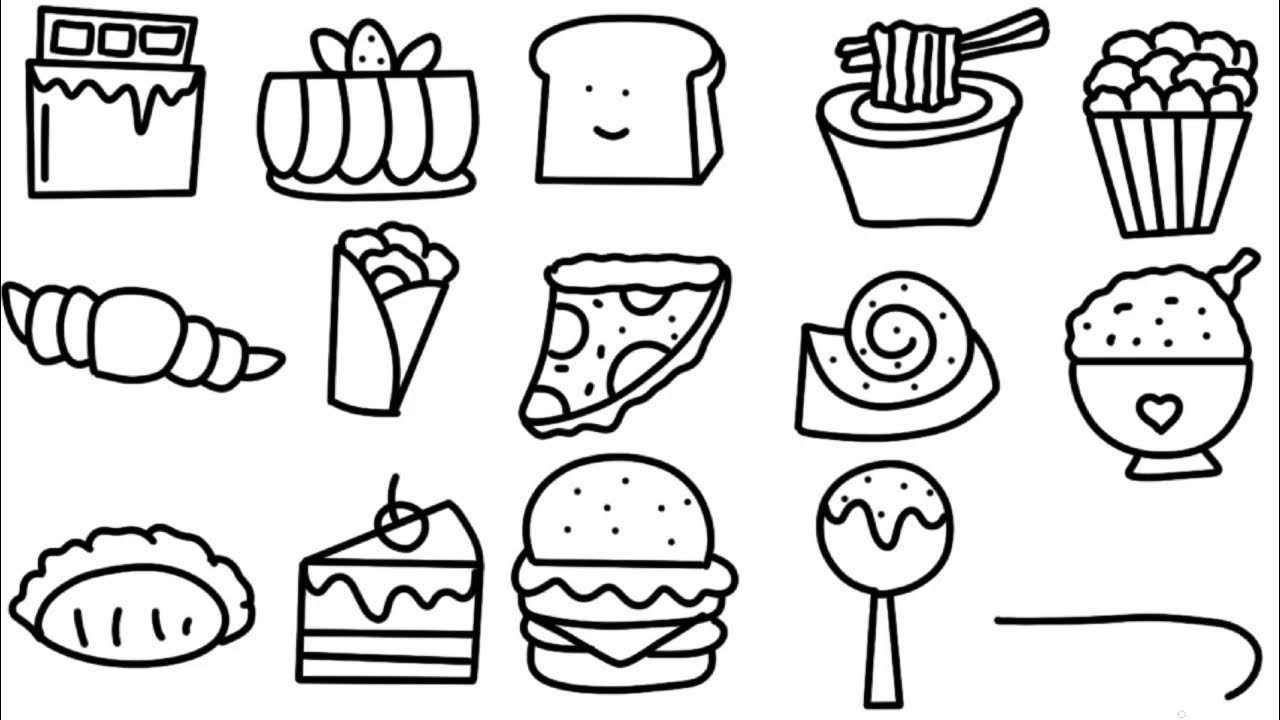 How to draw a food easy | candy,cake,lollipop,ice cream,donuts |Easy ...