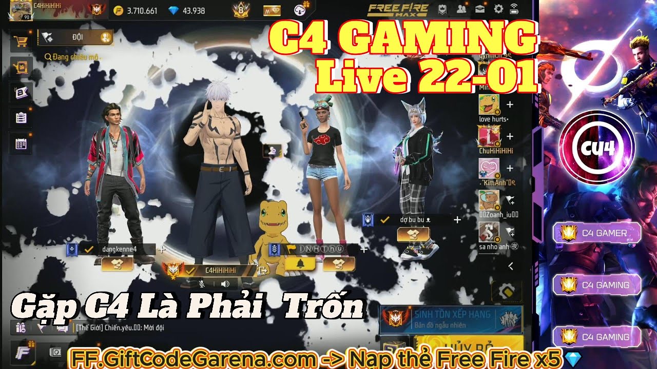 C4 GAMING LIVE 22-01. Gánh Kênh Thế Giới Rank Đầu Mùa | Free Fire - YouTube