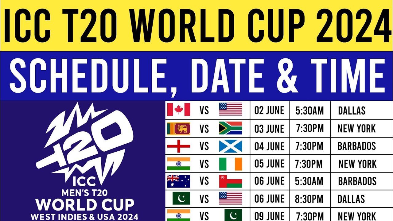 T20 world cup 2024 schedule : T20 world cup 2024 fixtures date and time ...