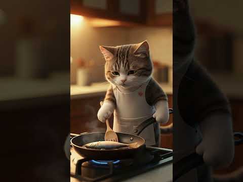 “Mutfakta Balık Pişiren Sevimli Kedi 🐟🍳 | Funny Cat Cooking”