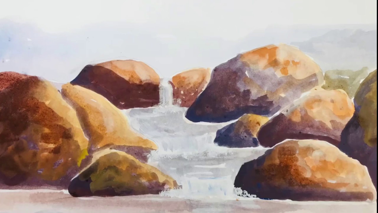 Waterfall - how to colour stone - YouTube