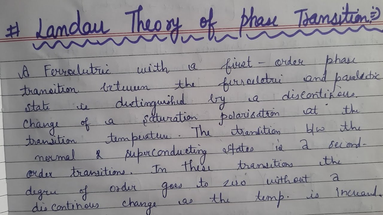 Landau theory of phase transition // solid state physics - YouTube