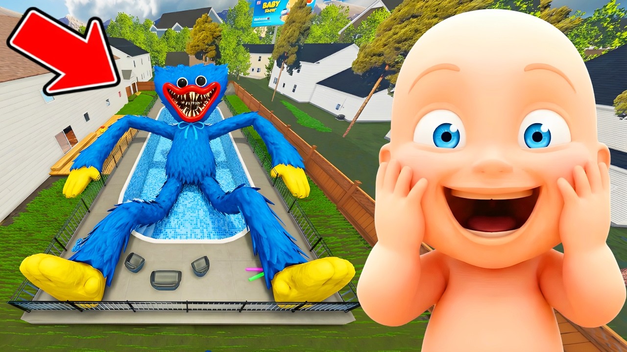 Baby Finds HUGGY WUGGY in Daddy's POOL!.. (Who's Your Daddy) - YouTube