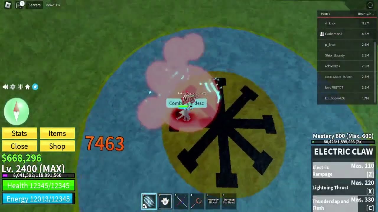 One-shot Paw Combo with E-claw! (Blox Fruits) (Roblox) - YouTube