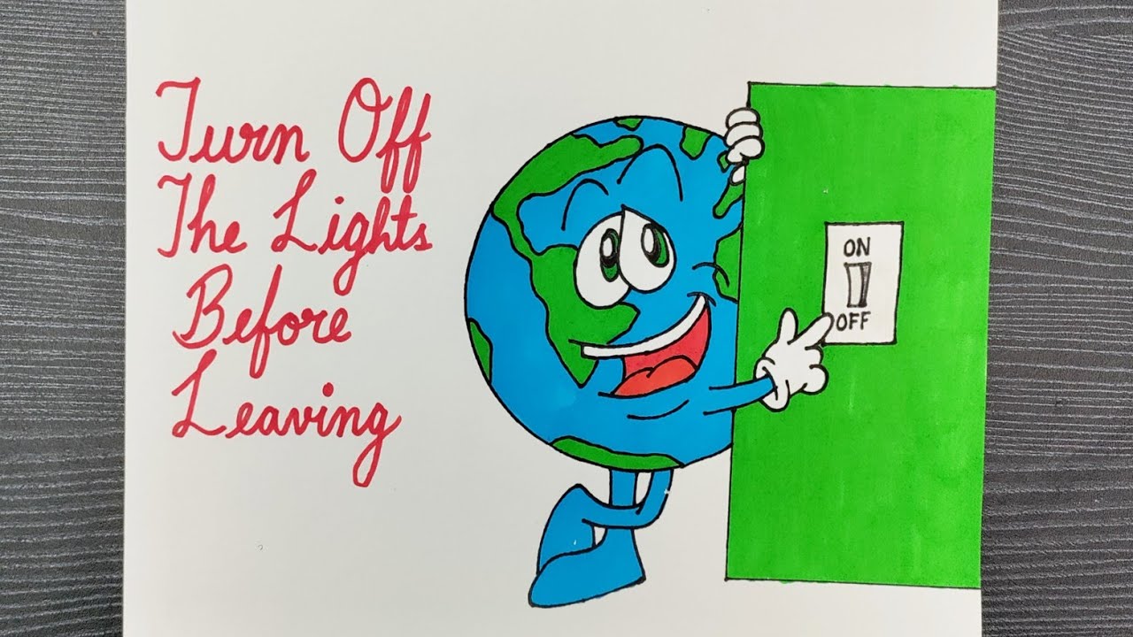 How To Draw Save Energy Poster Drawing // Save Electricity Drawing ...