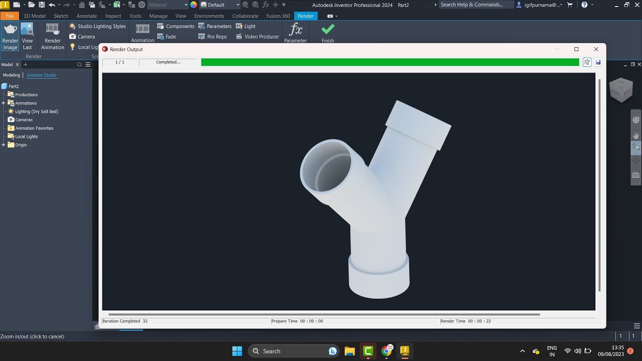 Cara membuat pipa Y di Autodesk Inventor - YouTube