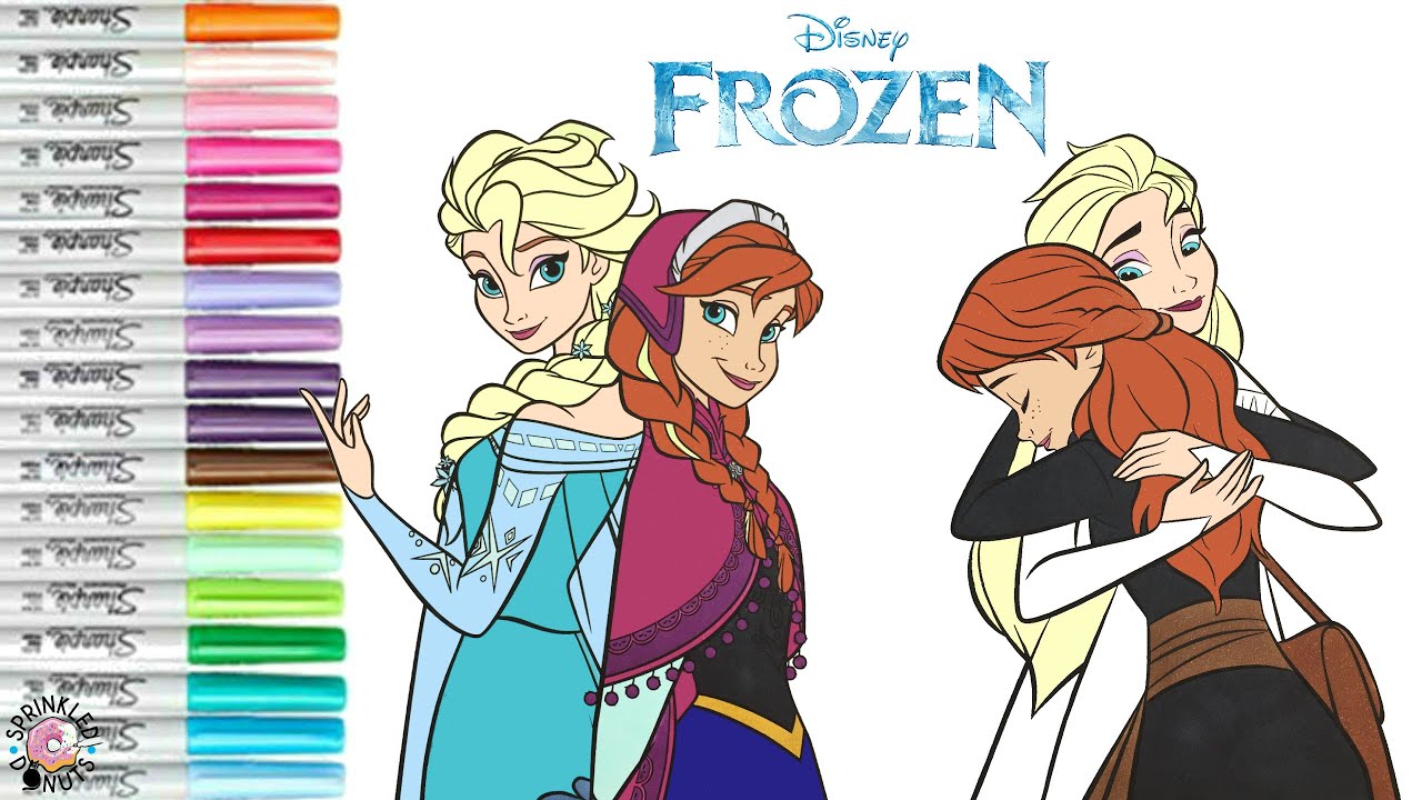 Disney Frozen Princess Anna and Queen Elsa Coloring Book Pages - YouTube