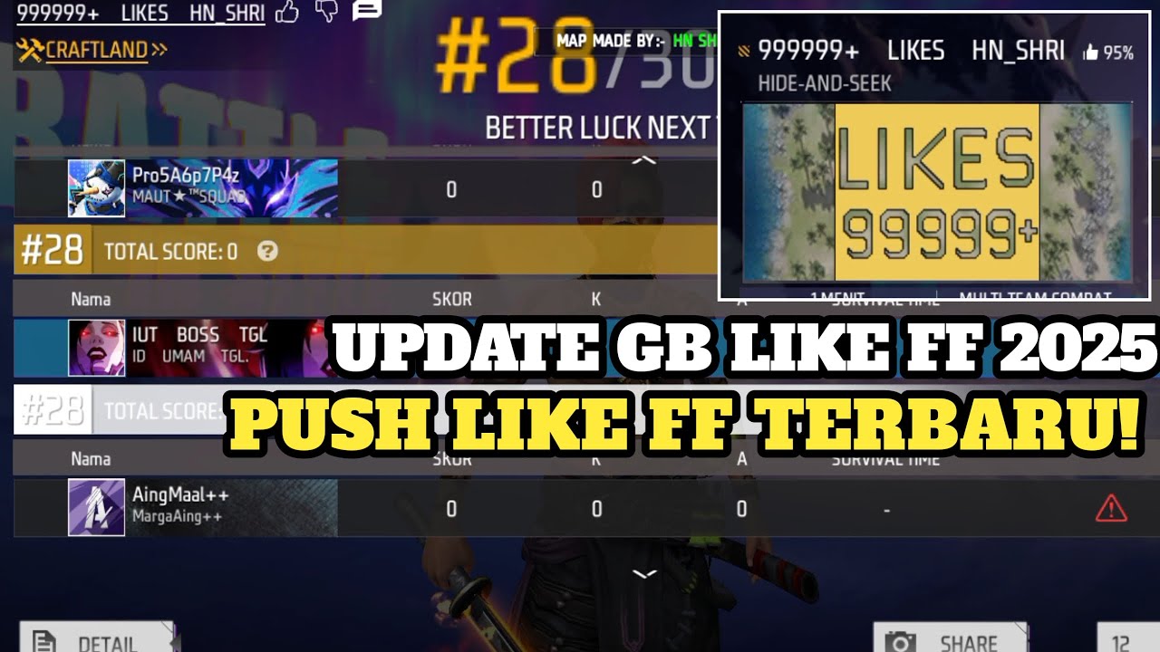 UPDATE GB LIKE FF CARA PUSH LIKE FF CEPAT 2025 MAP LIKE TERBARU ...