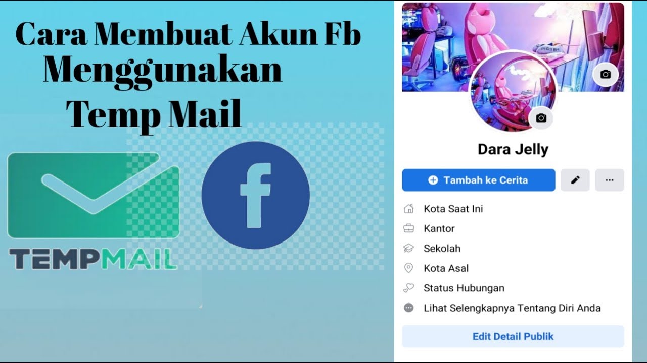 Cara Membuat Akun Facebook Menggunakan email sementara Temp Mail - YouTube