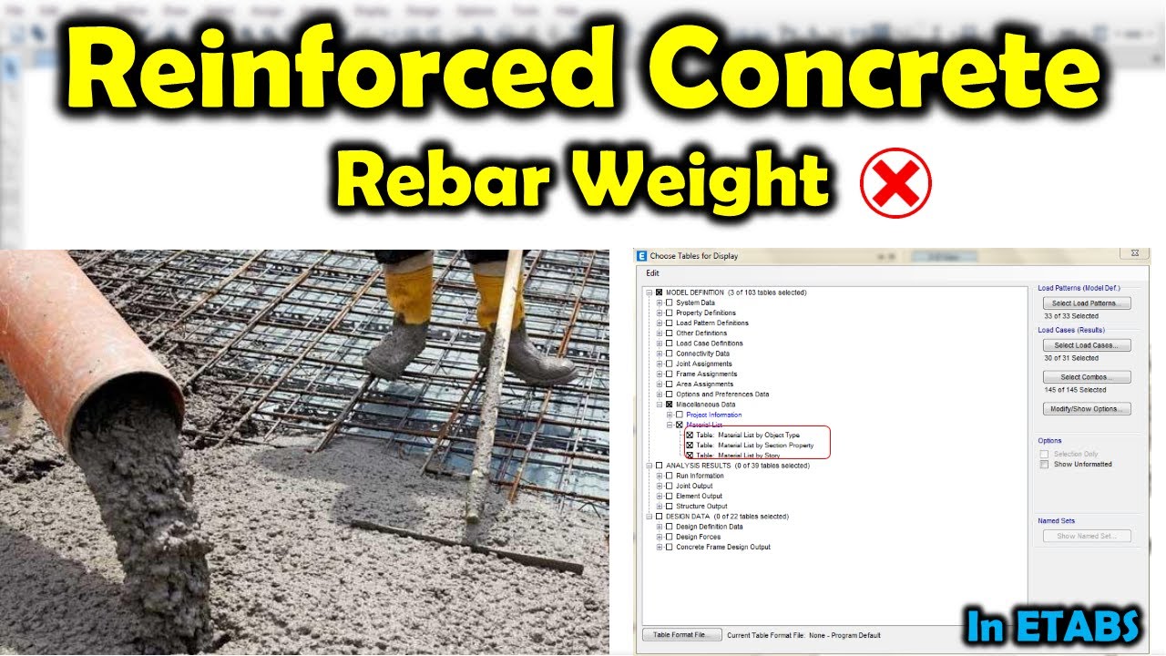 Does ETABS consider the weight of the rebars as the Dead load? - YouTube