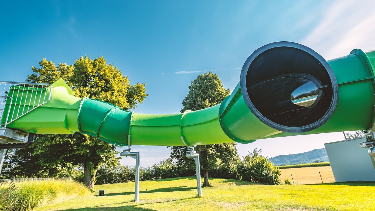 Fake Slide - Fast Water Slide [NEW 2022] Schwimmbad Kölliken - YouTube