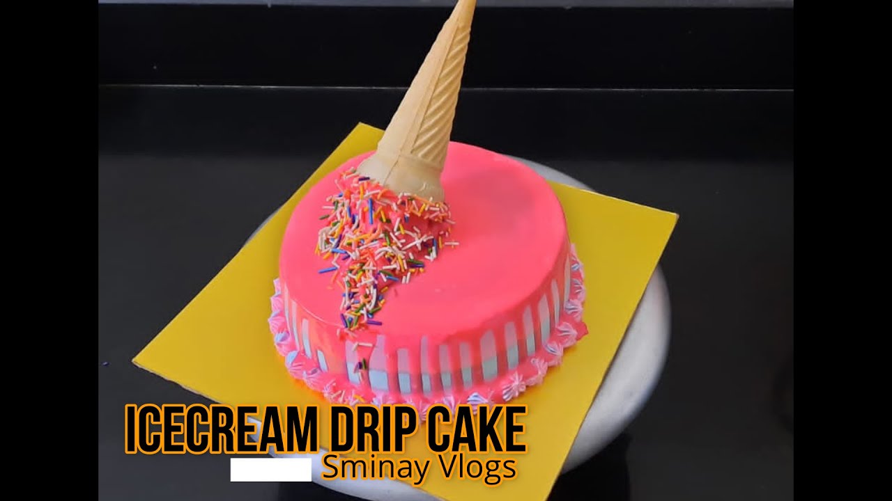Ice-cream drip cake | Gravity cake | Upside down melting ice-cream cone ...