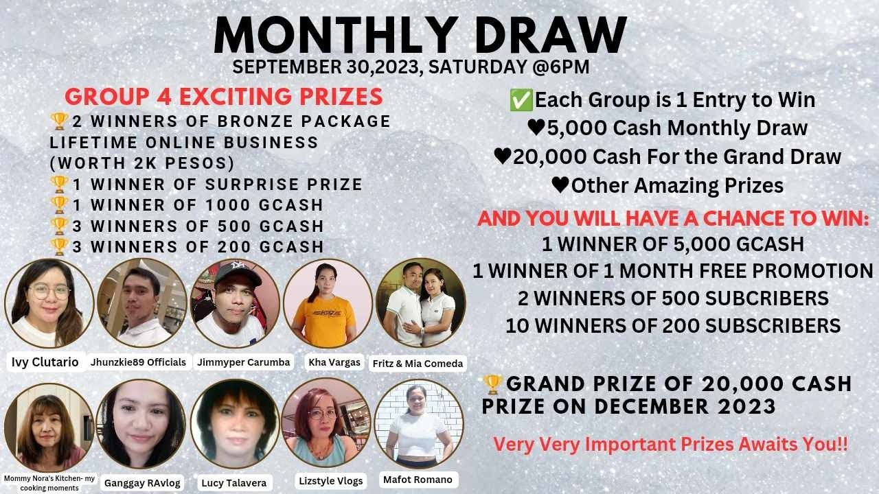 MONTHLY DRAW TO WIN 5,000 Cash Prize and 20,000 Cash For the Grand Draw ...