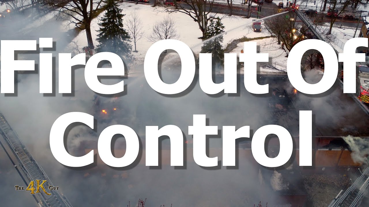 Cartierville: Drone vantage point of 4th alarm hard fire battle 4-5 ...