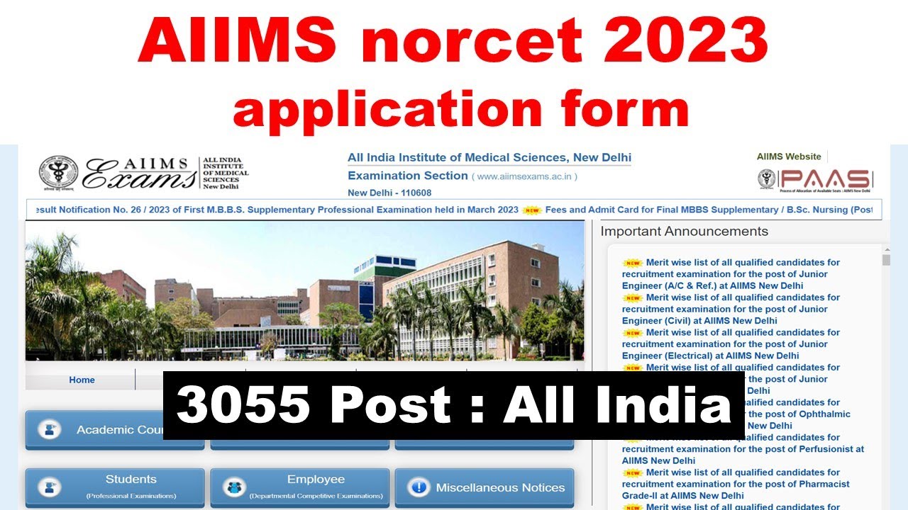 AIIMS norcet 2023 application form | AIIMS NORCET Online Form 2023 ...