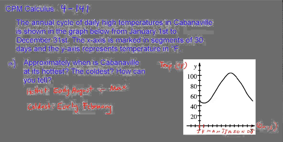 CPM Calculus 4-141 - Interpreting a temperature vs time graph - YouTube
