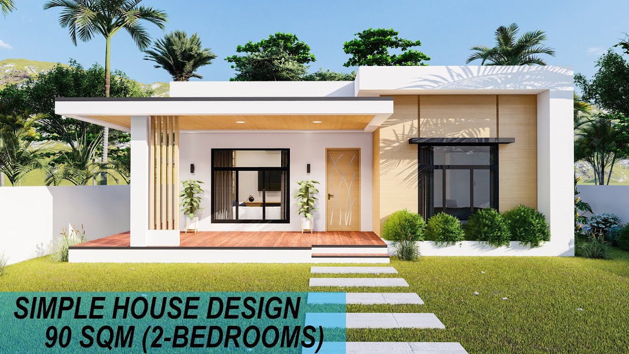 SIMPLE HOUSE DESIGN | 90 SQM | 2 BEDROOMS - YouTube