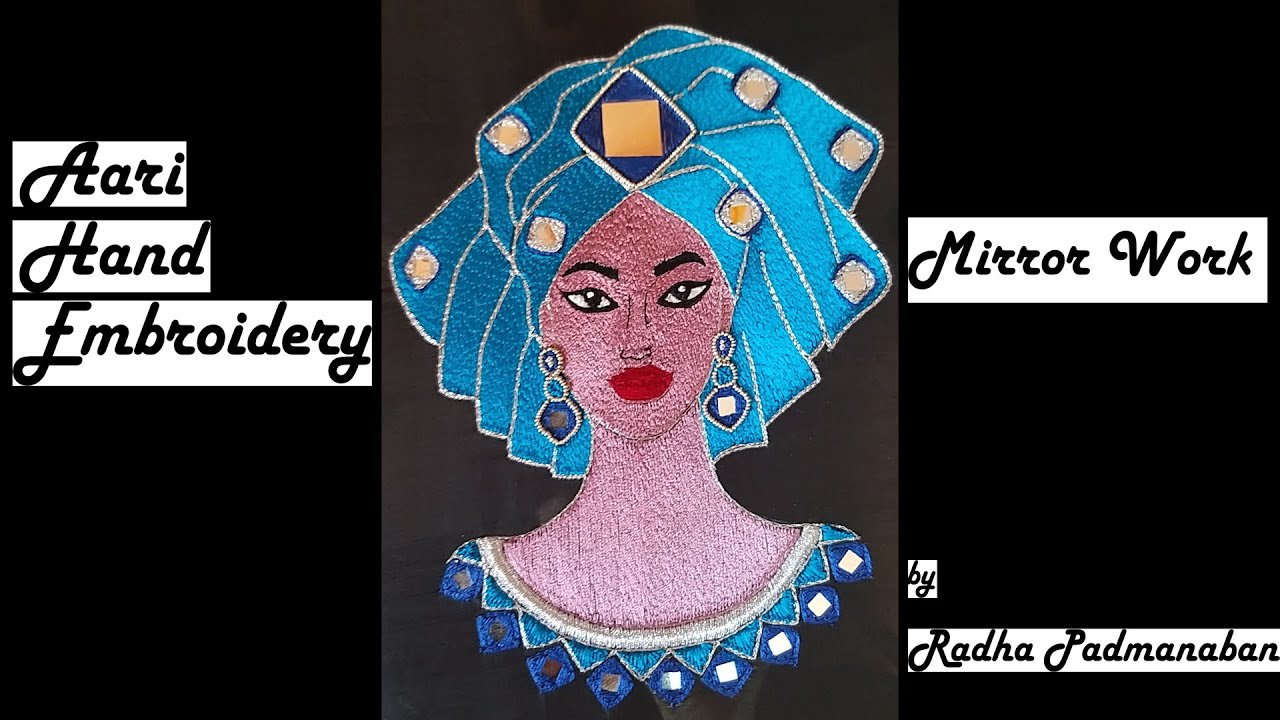 Aari Hand Embroidery- Face work/Portrait work/Mirror Work - YouTube