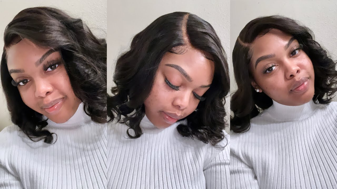 LUVME HAIR | C-PART CLOSURE WIG | BLACK WAVY BOB WIG - YouTube