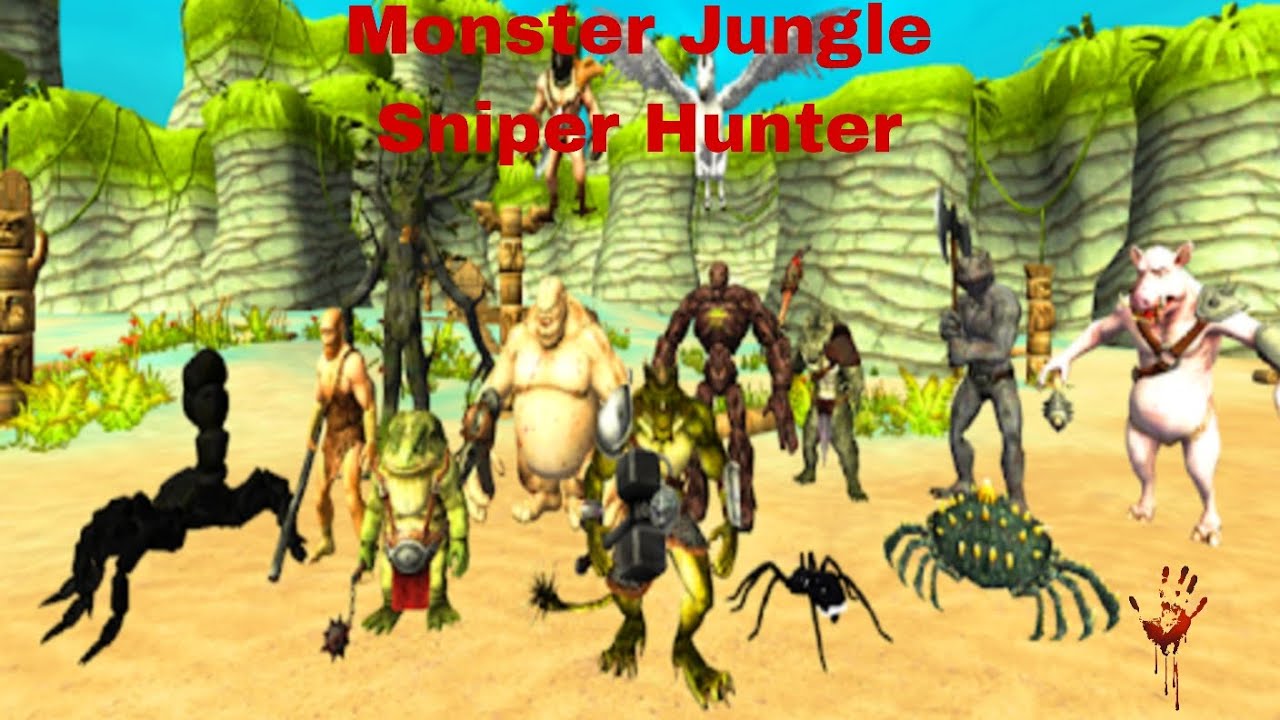 SO MANY MONSTERS CHASING ME! Monster Jungle Sniper Hunter 3D - YouTube