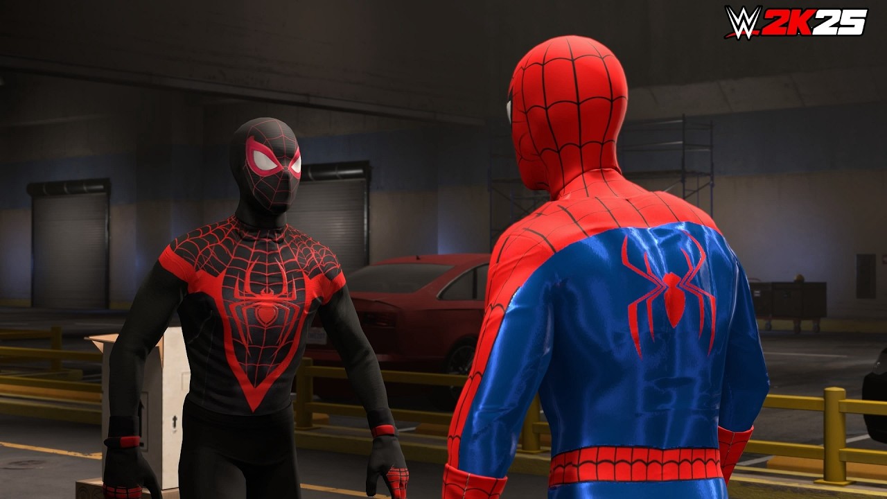 Spiderman vs Miles Morales - Backstage Brawl - WWE 2K25 - YouTube