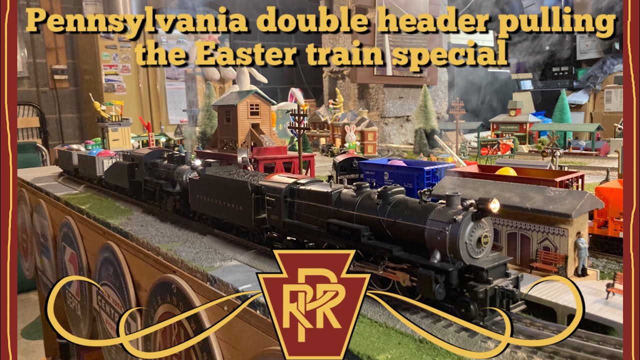 Pennsylvania railroad double header steam engine pulling the Easter ...