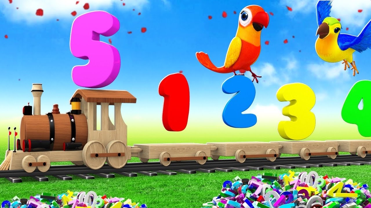Funny Parrots Surprise Box Learn Numbers on Wooden Train | Talking ...