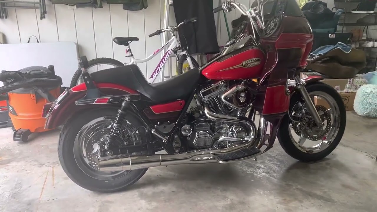 Harley FXR S&S V111 with Thunderheader Cold Start and Exhaust Sound ...