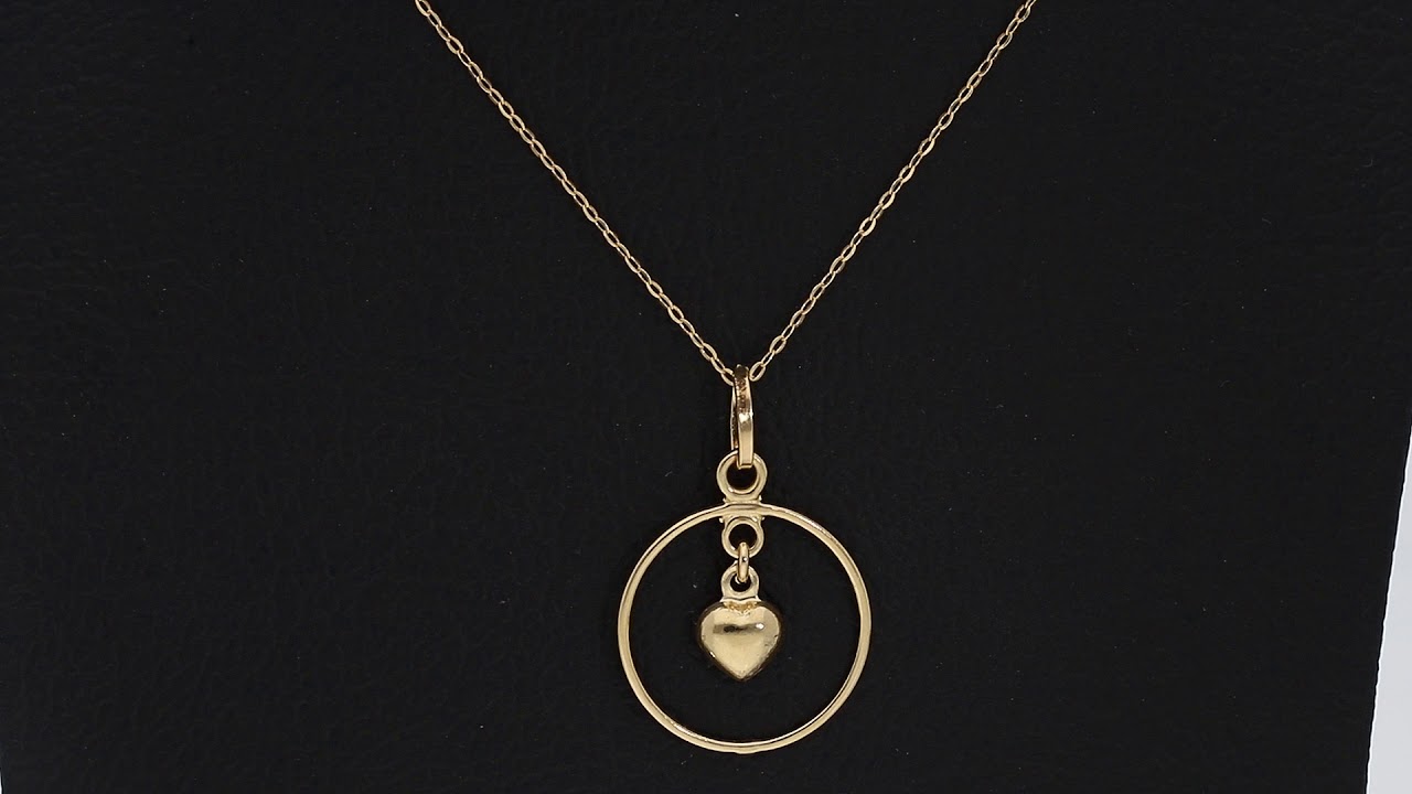 Gold Necklace (Chain with Heart In Ring Shaped Pendant) 18KT - YouTube