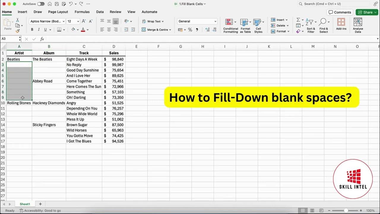 How to Quickly Fill Blank Spaces in Excel | Step-by-Step Tutorial - YouTube