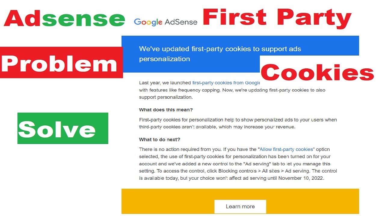 First Party cookies support for Personalization | Google AdSense First ...