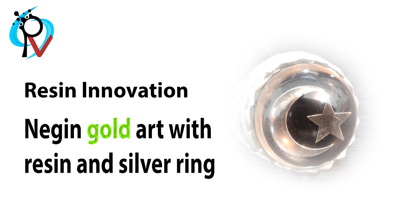 Negin gold art with resin and silver ring - YouTube