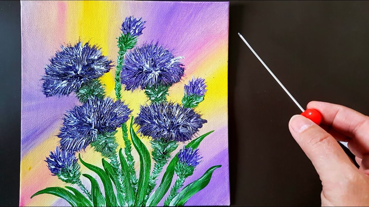 Blumen Disteln Malen Kratztechnik Acryl - Flowers Thistles Acrylic ...