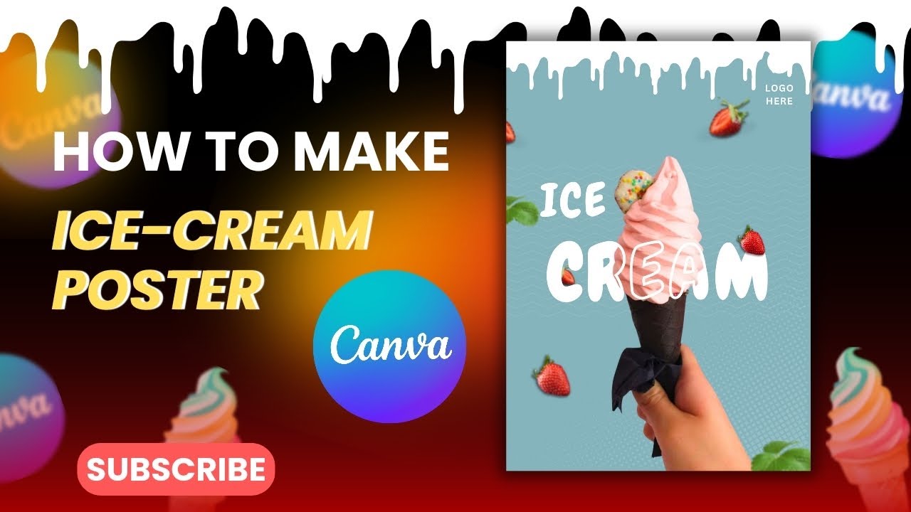 How to learn canva | How to design post in canva | Ice cream design ...