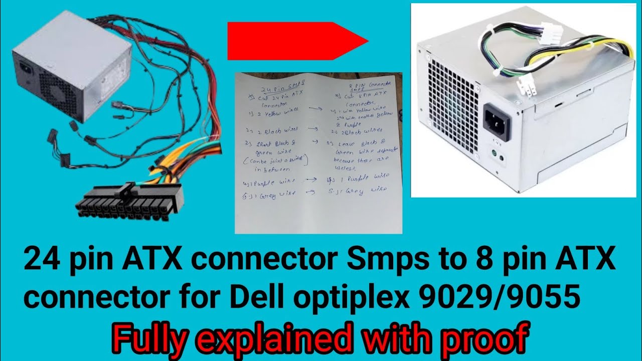 Normal Smps 24 Pin Convart To Dell 8 Pin Smps | Dell optiplex 9020/9055 | @Salotra_techs - YouTube