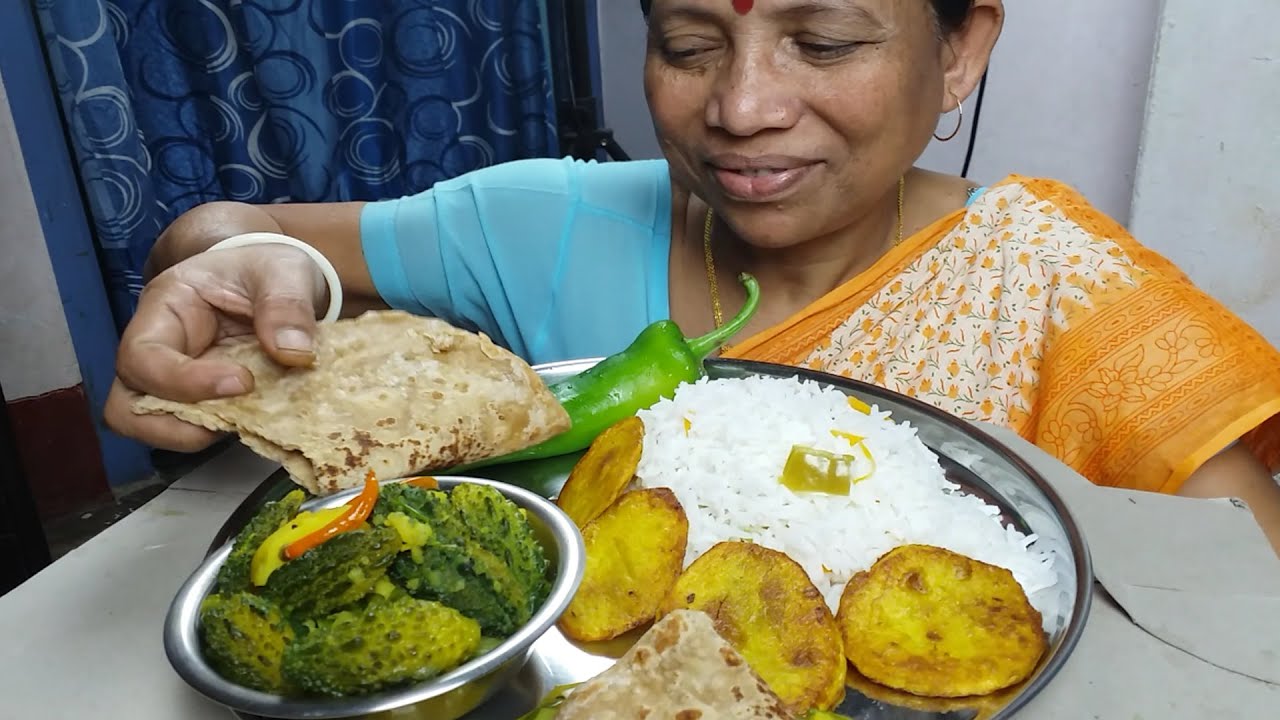 Food Potato Recipes With Fried Rice and Roti Eating Show - YouTube