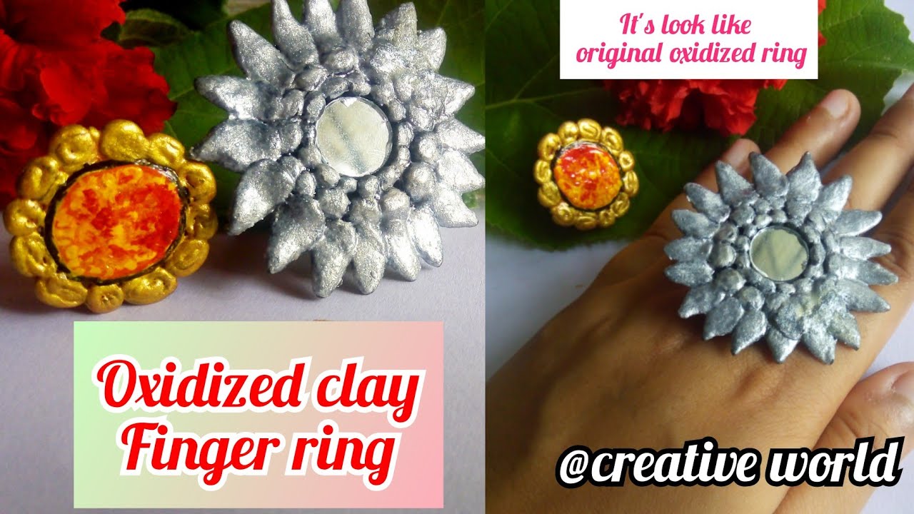 Trendy Oxidized clay finger ring/traditional handmade clay ring/durga ...
