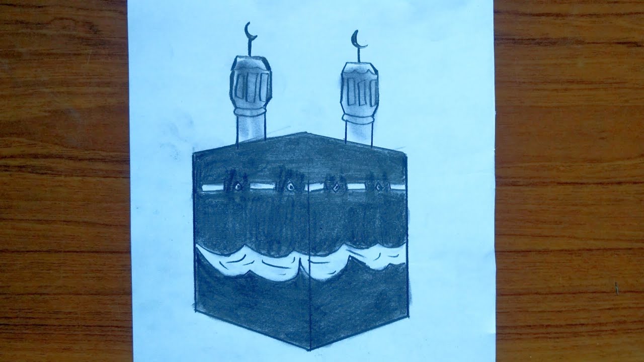 Easy Kaba Drawing Tutorial/ Ramadan Drawing / How To Draw A Kaba - YouTube