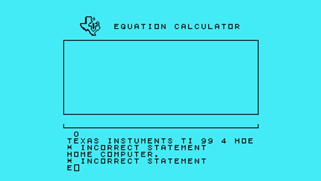 Equation Calculator [TI-99/4 Home Computer] (1979) Texas Instruments ...