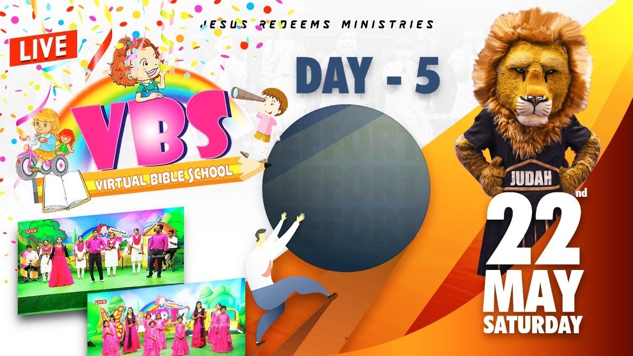 🔴🅻🅸🆅🅴 || Virtual Bible School (VBS) - Day 5 | Jesus Redeems | May 22 ...